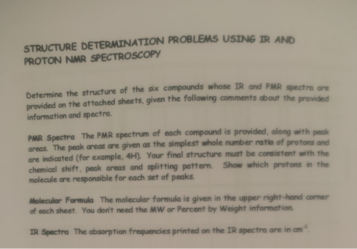 Solved STRUCTURE DETERMINATION PROBLEMS USING TR AND PROTON | Chegg.com
