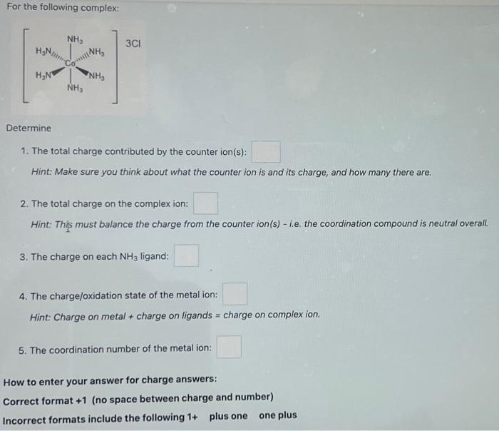Solved For the following complex: Determine 1. The total | Chegg.com