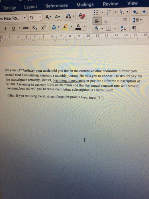 Solved Mailings Review View Layout References Design Inl es | Chegg.com