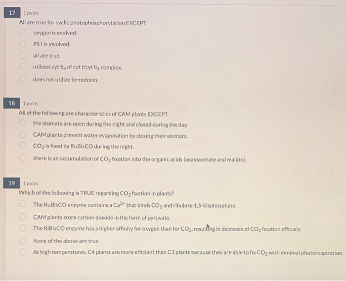 Solved 17 1 point All are true for cyclic | Chegg.com