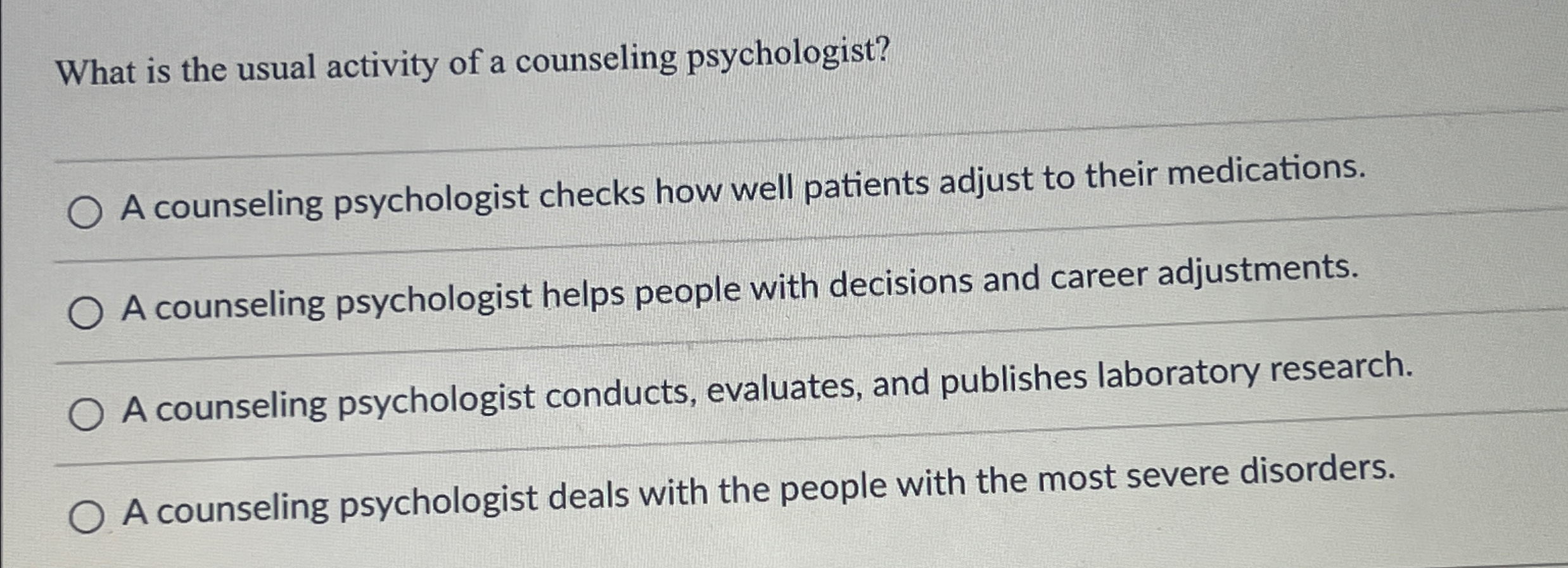 Solved What is the usual activity of a counseling | Chegg.com