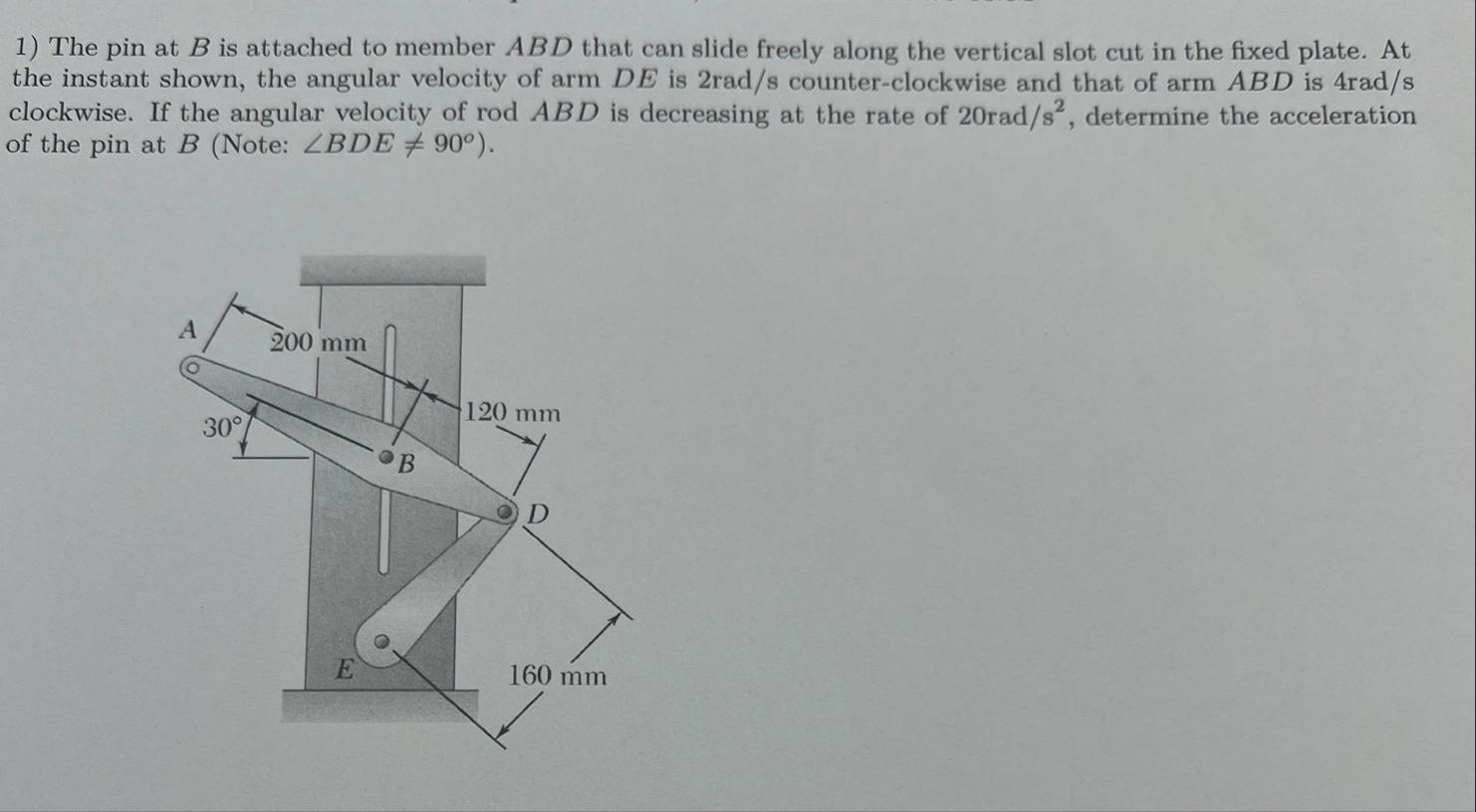 Solved The pin at B ﻿is attached to member ABD that can | Chegg.com