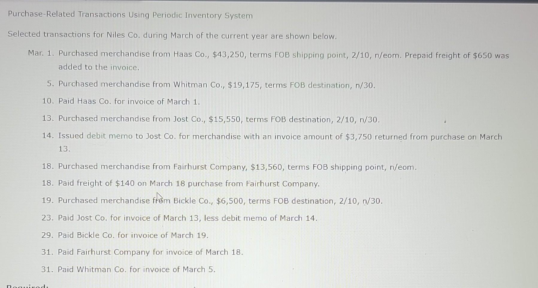 Solved Purchase-Related Transactions Using Periodic | Chegg.com