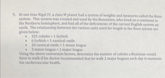 Solved 9. At one time Rigel IV, a class M planet had a | Chegg.com