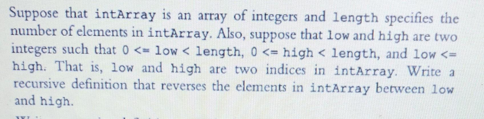 Solved Suppose that intArray is an array of integers and | Chegg.com