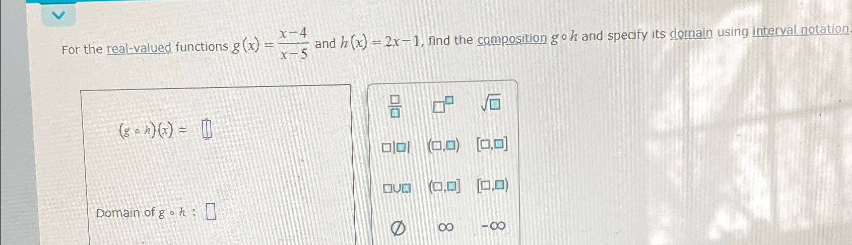 Solved For the real-valued functions g(x)=x-4x-5 ﻿and | Chegg.com
