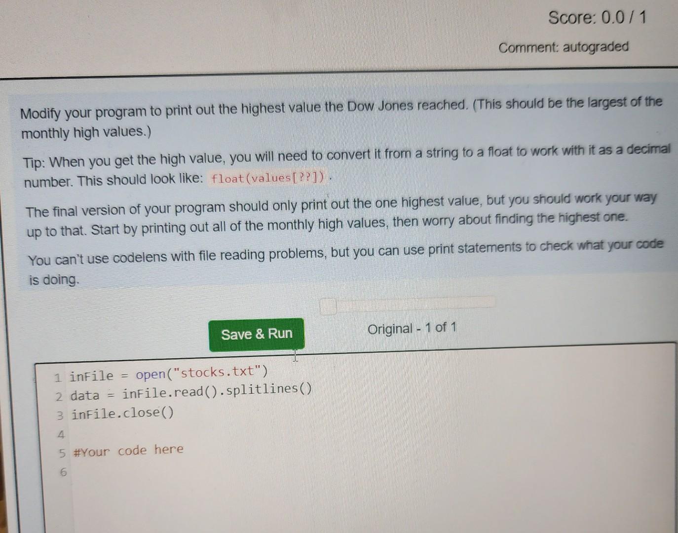 Solved Modify your program to print out the highest value | Chegg.com