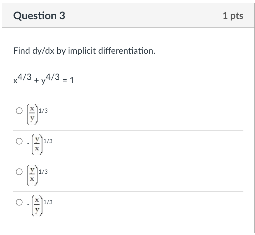 Solved Question 3Find dydx ﻿by implicit | Chegg.com