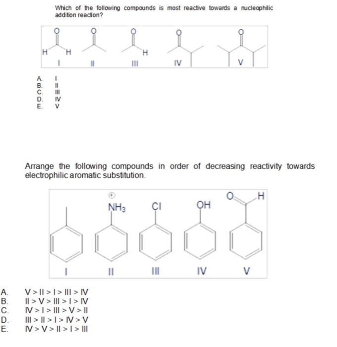 Solved Which of the following compounds is most reactive | Chegg.com