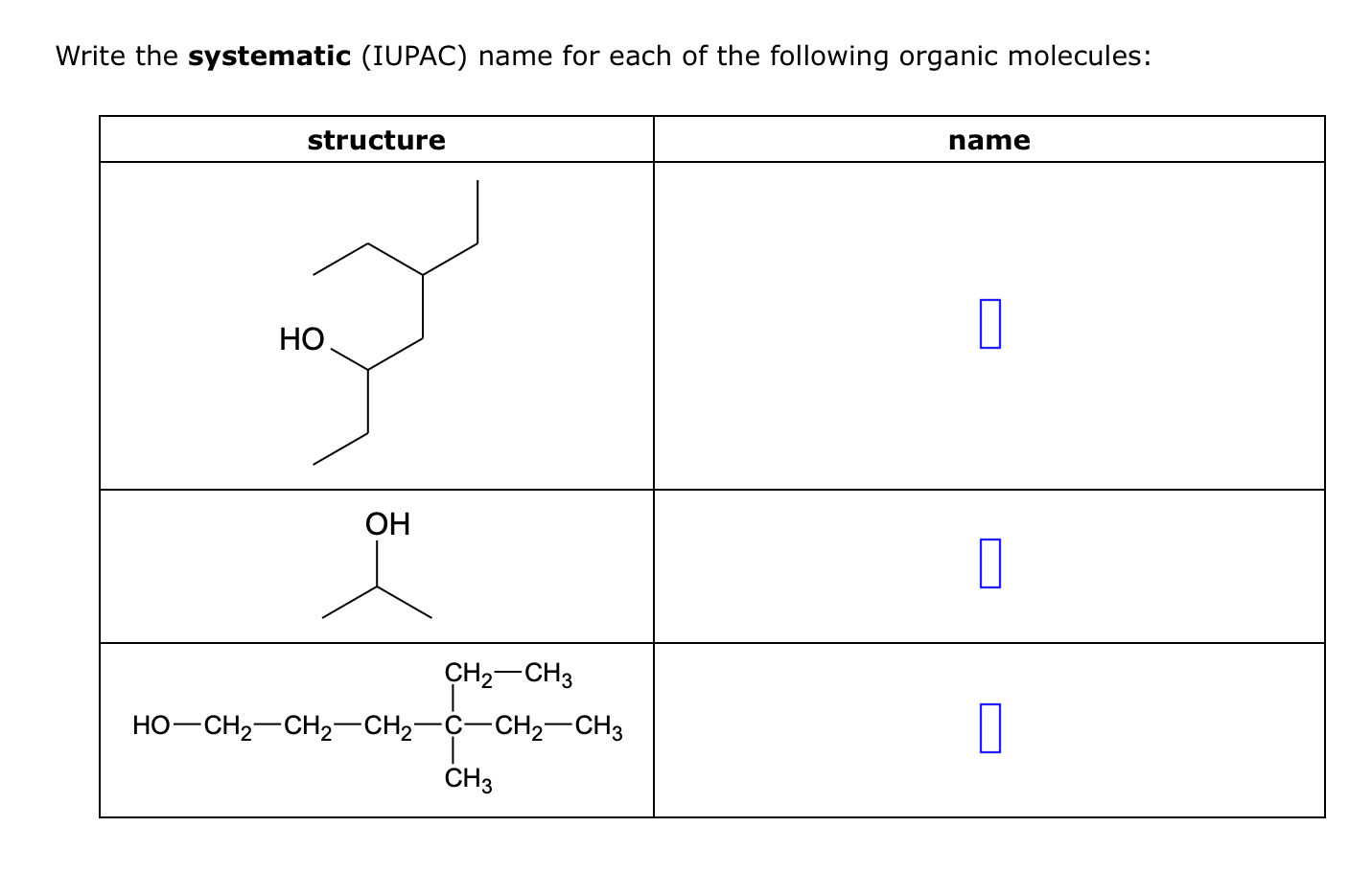 Solved Write the systematic (IUPAC) ﻿name for each of the | Chegg.com