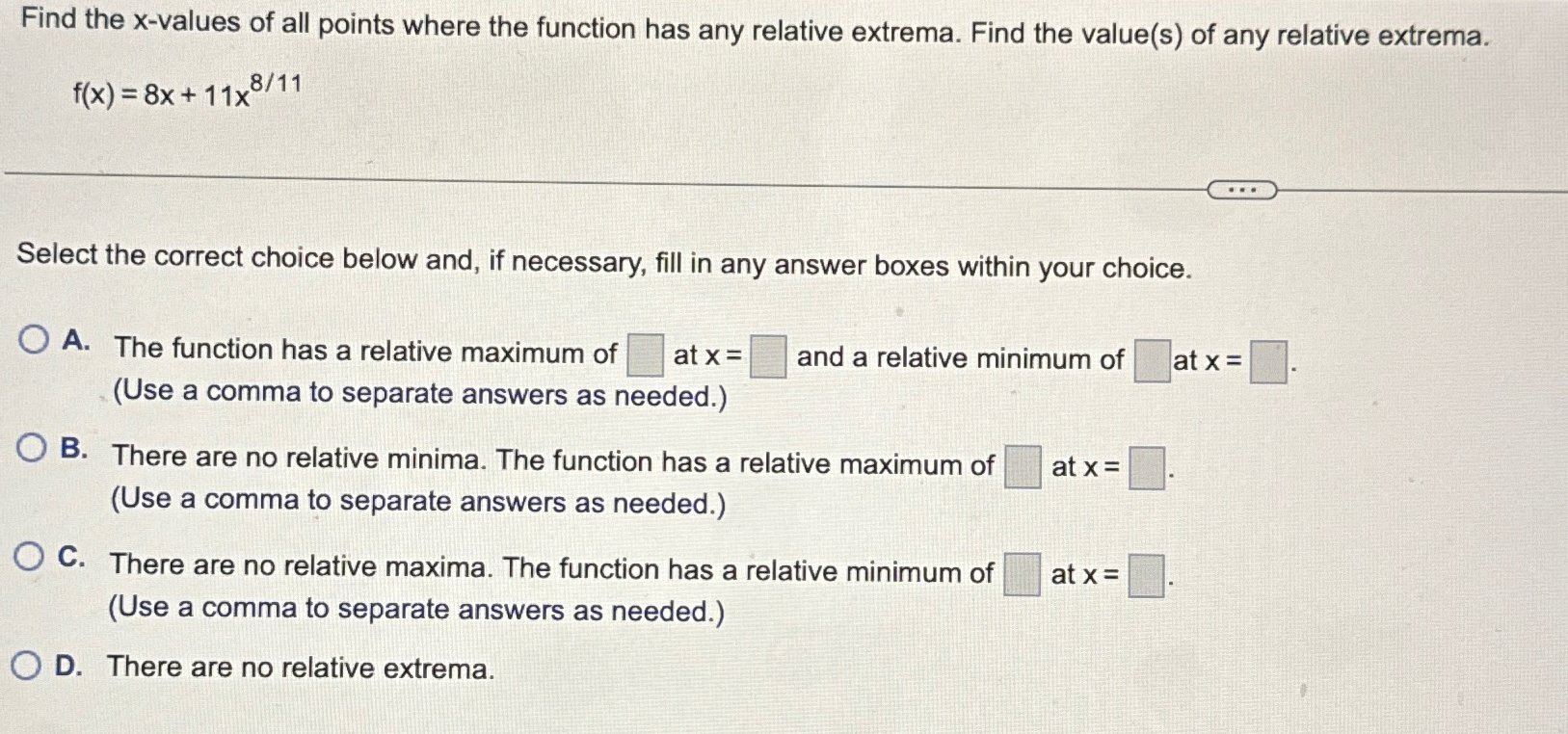 Solved Find the x-values of all points where the function | Chegg.com