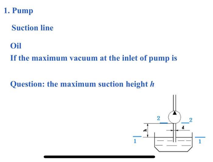 Solved Suction line Oil If the maximum vacuum at the inlet | Chegg.com