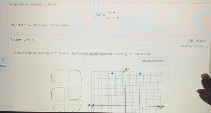 Solved Graph the following rational function. f(x)=x2−16−x+3 | Chegg.com