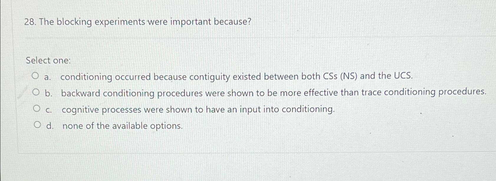 Solved The blocking experiments were important | Chegg.com