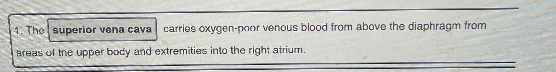 Solved The carries oxygen-poor venous blood from above the | Chegg.com
