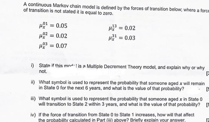 Solved A continuous Markov chain model is defined by the | Chegg.com