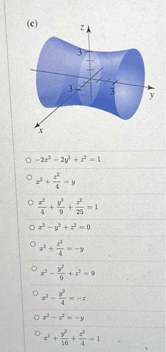Solved −2x2−2y2+z2=1x2+4z2=y4x2+9y2+25z2=1x2−y2+z2=0x2+4z2=− | Chegg.com