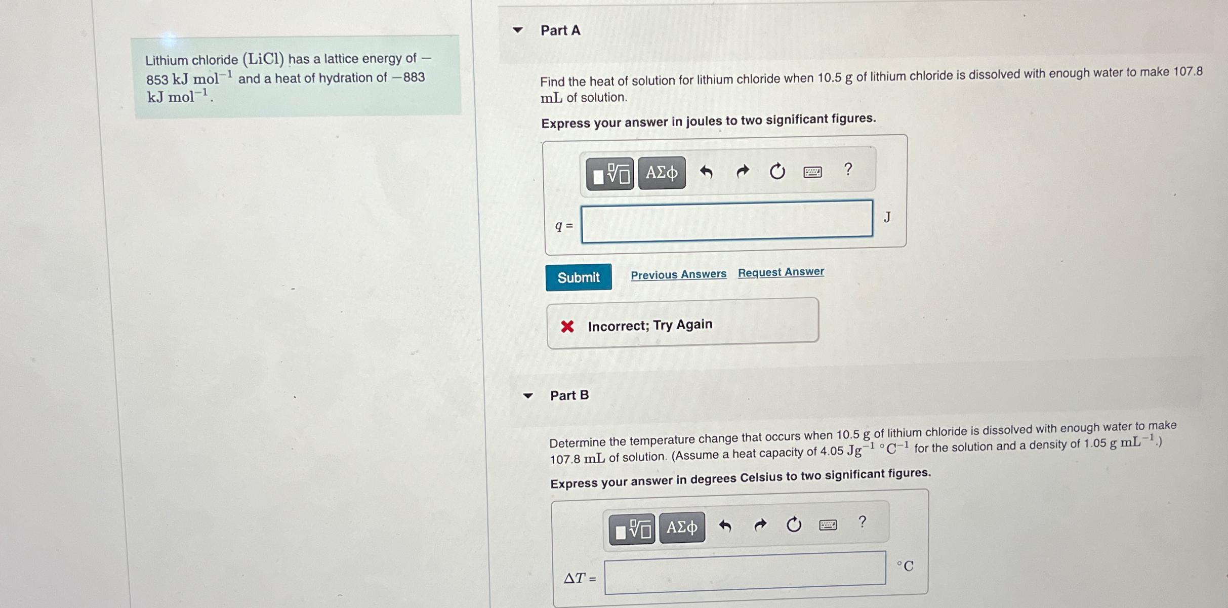 Solved Lithium chloride (LiCl) ﻿has a lattice energy of | Chegg.com