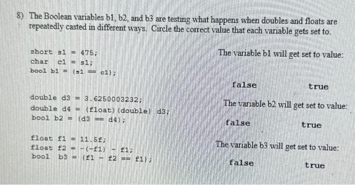 Solved 8) The Boolean variables b1, b2, and b3 are testing | Chegg.com