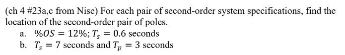 Solved (ch 4#23a, ﻿c from Nise) ﻿For each pair of | Chegg.com