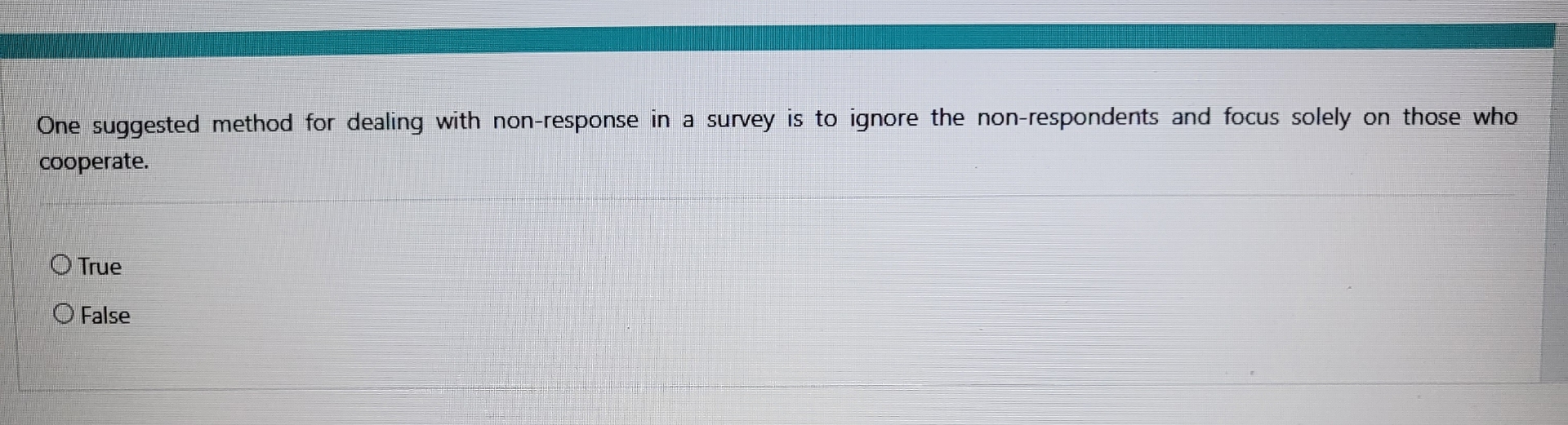 Solved One suggested method for dealing with non-response in | Chegg.com