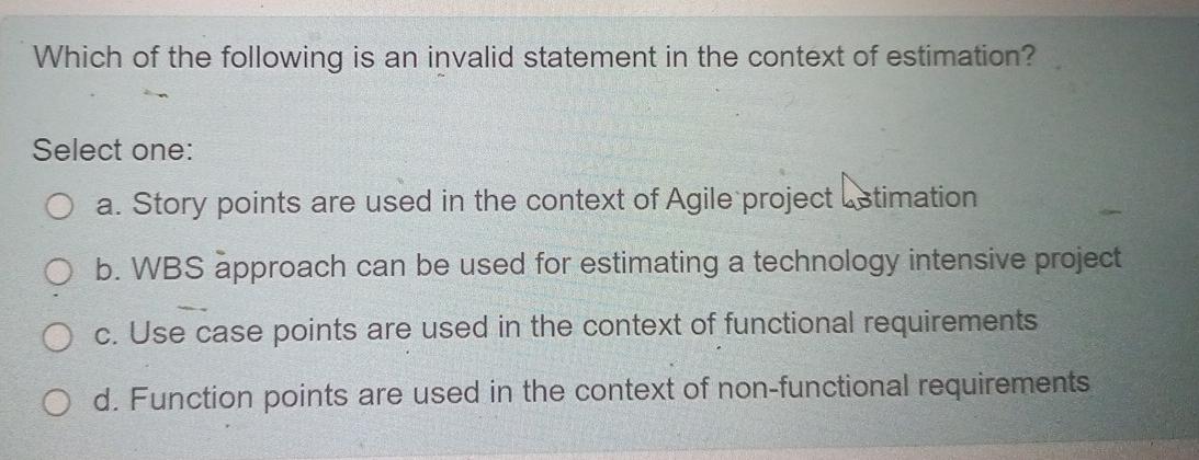 Solved Which of the following is an invalid statement in the | Chegg.com