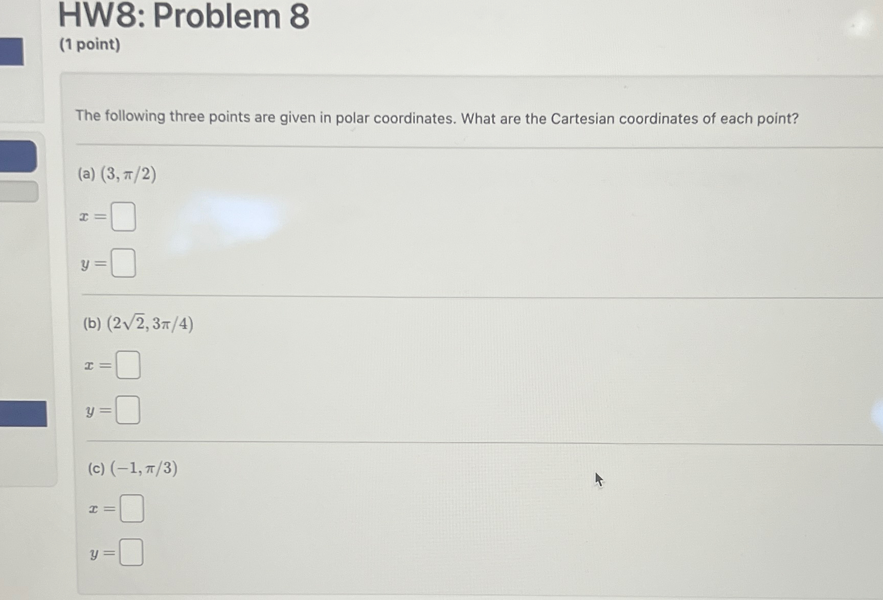 Solved HW8: Problem 8(1 ﻿point)The following three points | Chegg.com