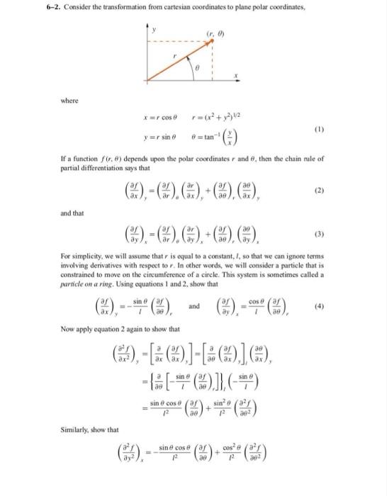 Solved 6-2. Consider the transformation from cartesian | Chegg.com