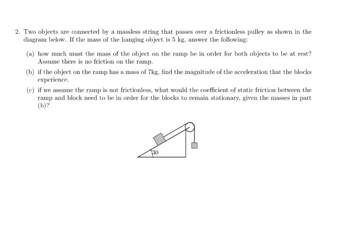 Solved 2 Two Objects Are Connected By A Massless String