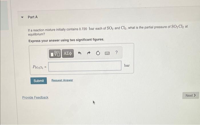 Solved Part A If a reaction mixture initially contains 0.720 | Chegg.com