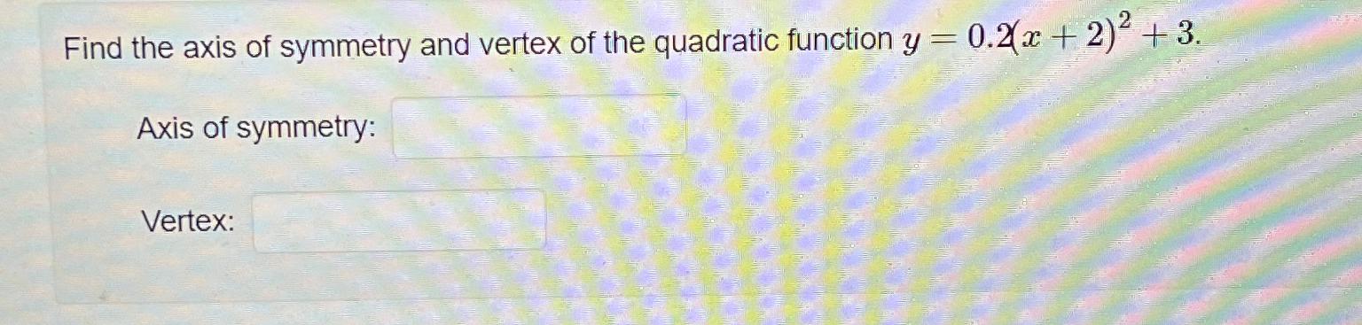 Solved Find the axis of symmetry and vertex of the quadratic | Chegg.com