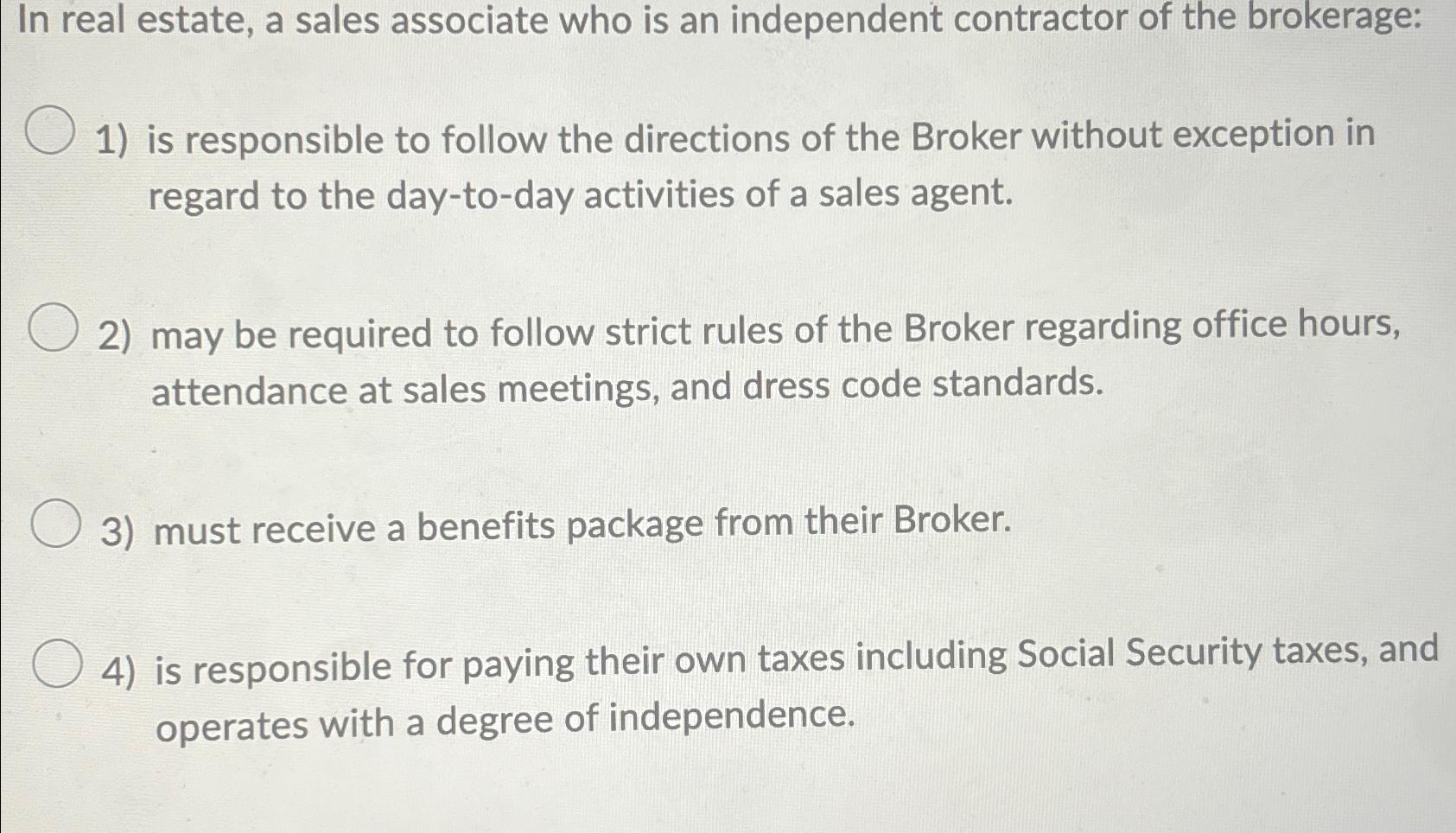 Solved In real estate, a sales associate who is an | Chegg.com