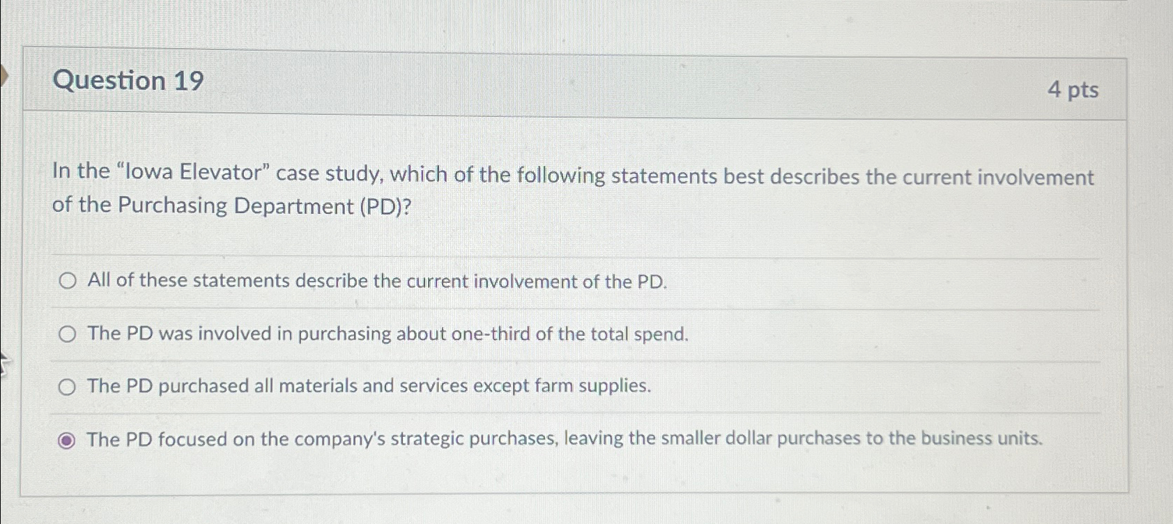 Solved Question 194 ﻿ptsIn the "lowa Elevator" case study, | Chegg.com