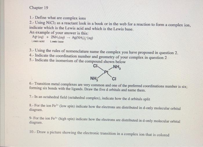 Solved 1.- Define what are complex ions 2.- Using NiCl2 as a | Chegg.com