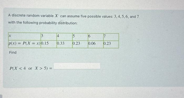 Solved A Discrete Random Variable X Can Assume Five Possible 8779