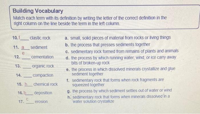 Solved Building Vocabulary Match each term with its | Chegg.com