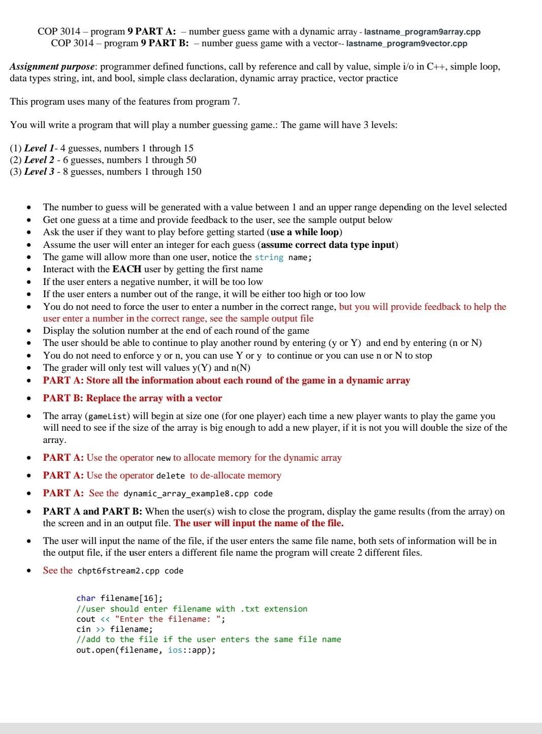 I need help making a dynamic array for part A and a | Chegg.com
