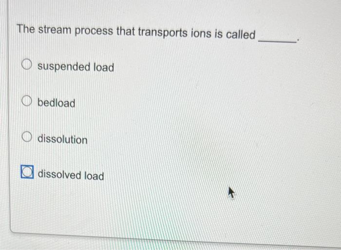 Solved The stream process that transports ions is called | Chegg.com