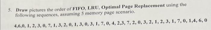Solved 5. Draw pictures the order of FIFO, LRU, Optimal Page | Chegg.com