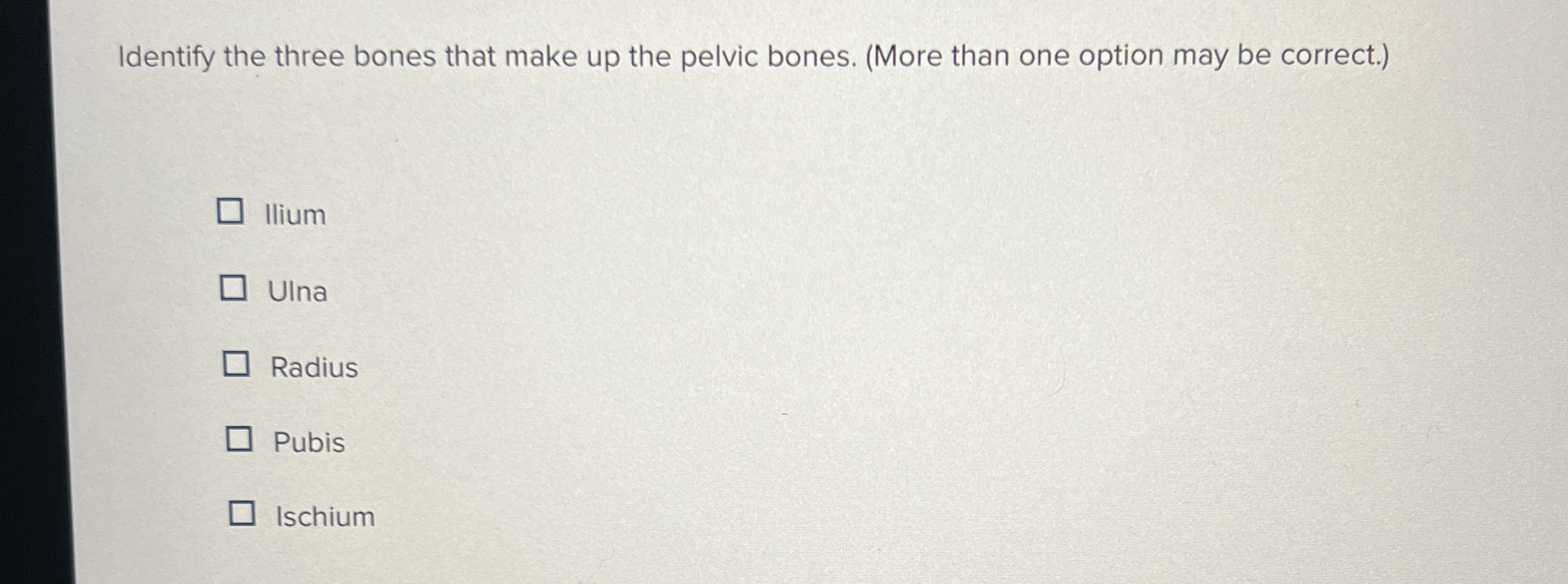 Solved Identify the three bones that make up the pelvic | Chegg.com