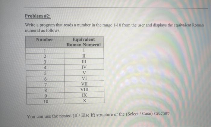 Write a program that reads a number in the range 1-10 | Chegg.com