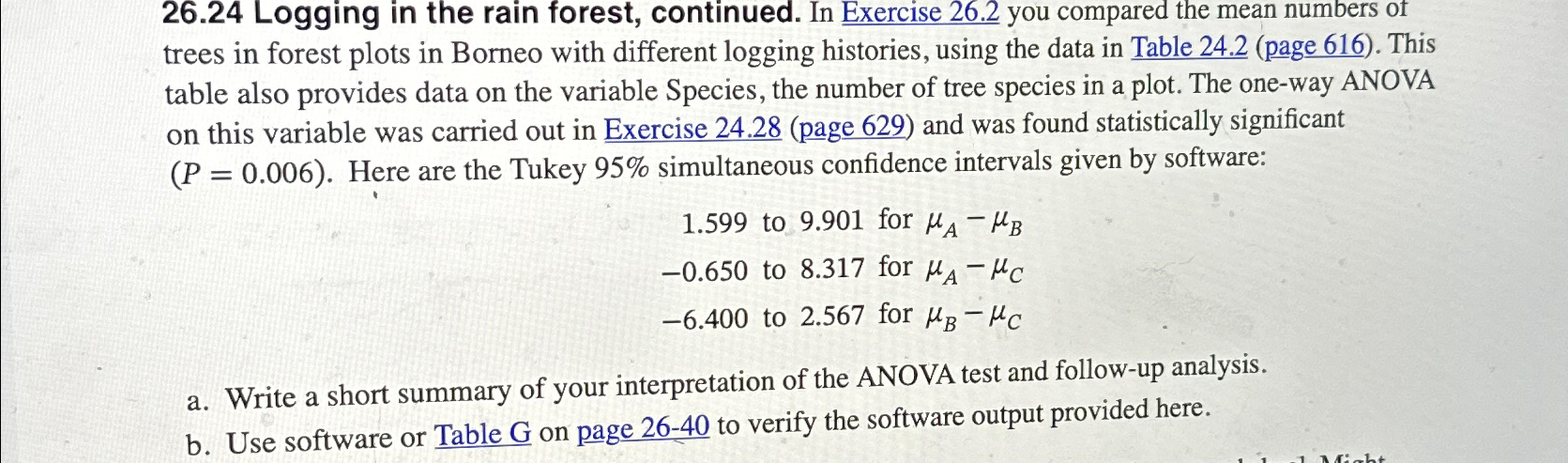 Solved 26.24 ﻿Logging in the rain forest, continued. In | Chegg.com