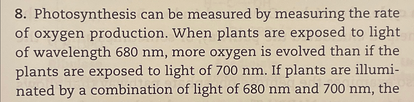 Solved Photosynthesis can be measured by measuring the rate | Chegg.com