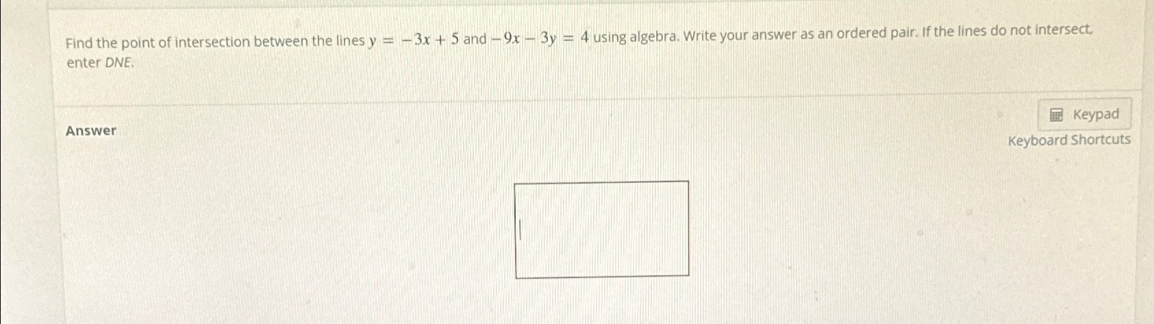 Solved Find the point of intersection between the lines | Chegg.com