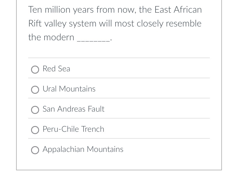Ten million years from now, the East African Rift | Chegg.com