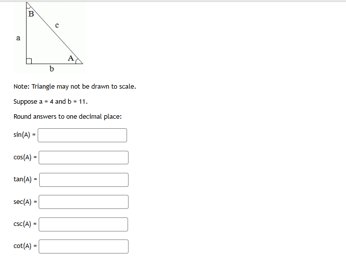 Solved Note: Triangle may not be drawn to scale.Suppose a=4 | Chegg.com