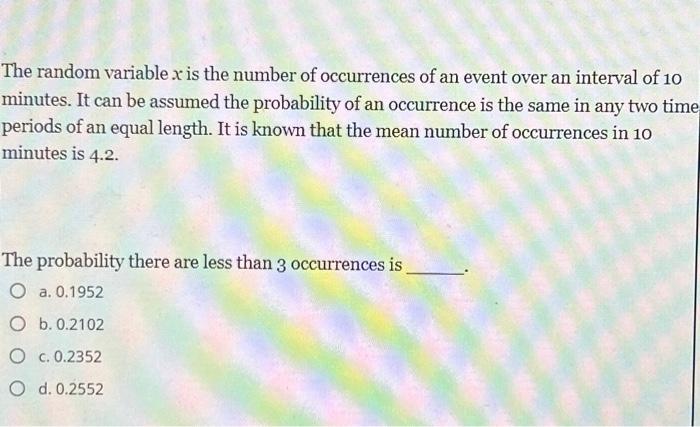 Solved The random variable x is the number of occurrences of | Chegg.com