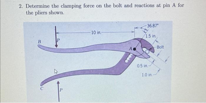 Solved 2. Determine the clamping force on the bolt and | Chegg.com