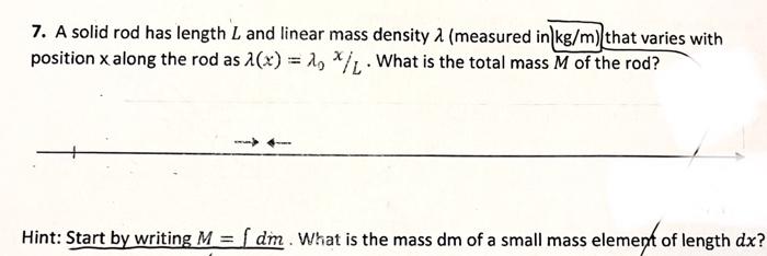 A solid rod has length L and linear mass density 2 | Chegg.com
