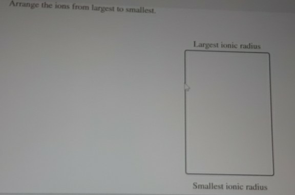 Solved Arrange the ions from largest to smallest. Largest | Chegg.com